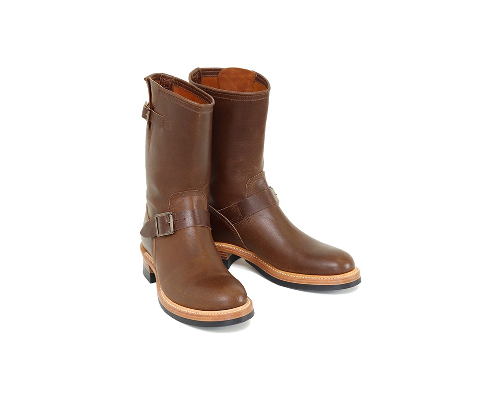 ENGINEER BOOTS - BURNISHED ROUGHOUT HAVANA