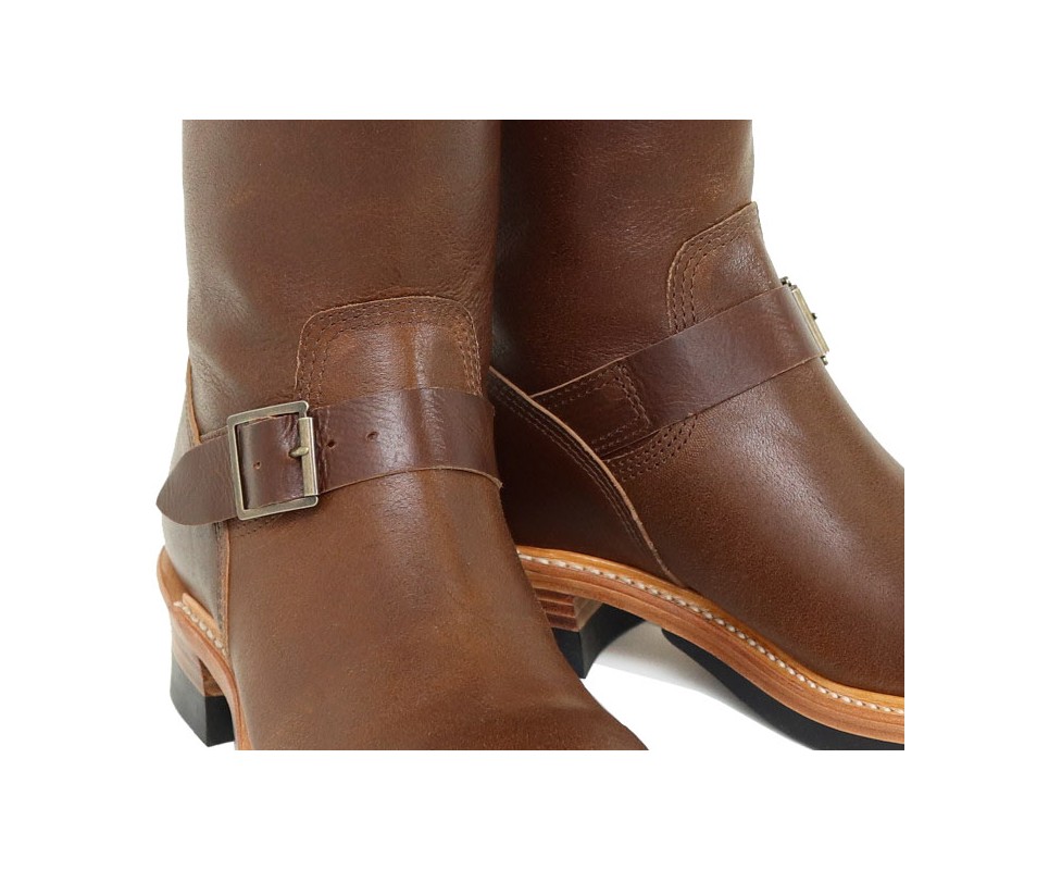 ENGINEER BOOTS - BURNISHED ROUGHOUT HAVANA